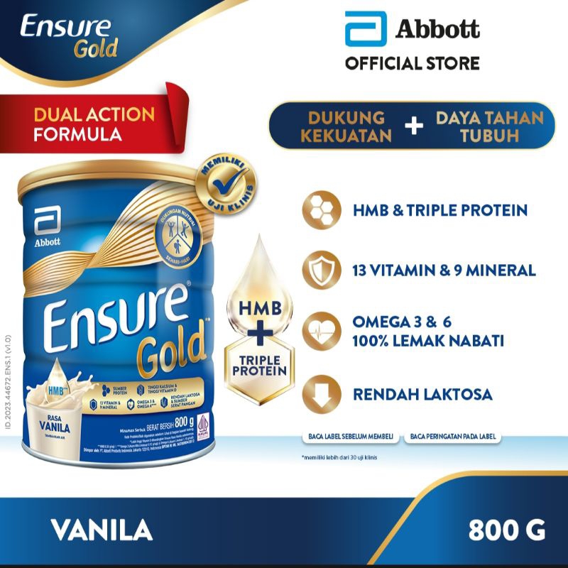 Jual ENSURE GOLD HMB VANILA 800gr DAN ENSURE GOLD HMB COKLAT 800gr | Shopee Indonesia