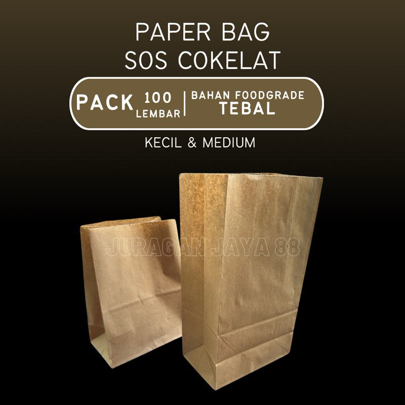 Jual (100 PCS) Paper Bag SOS Cokelat Ukuran Small Kecil & Medium ...