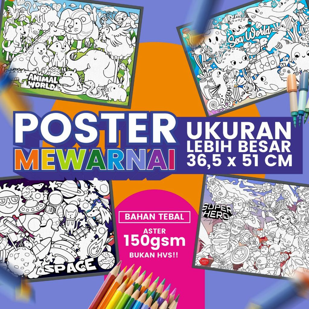Jual POSTER MEWARNAI ANAK JUMBO | KERTAS MEWARNAI ANAK BESAR | BAHAN ...