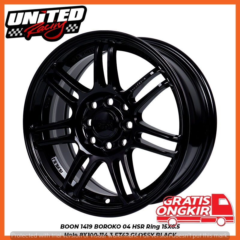 Jual VELG MOBIL RING 15 HSR BOON GLOSSY BLACK PCD 4 X100 DAN 4 X114,3 UNTUK AVANZA YARIS VALCO ...