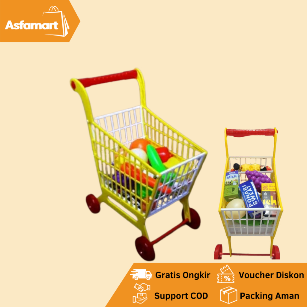Jual Mainan Trolley Supermarket DT 7080 - Troli Set Makanan Buah Sayur ...