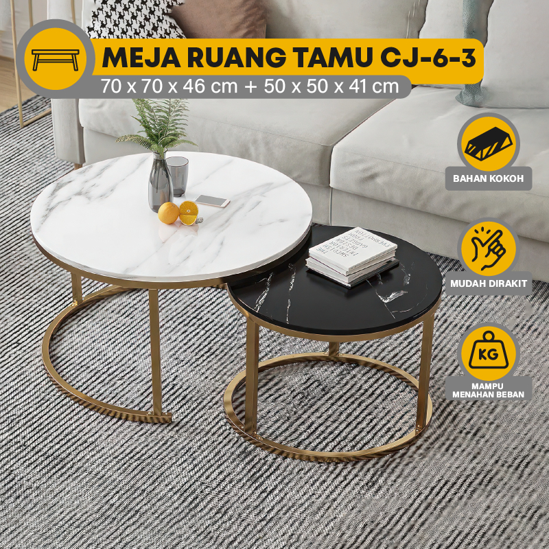Jual Meja Tamu Bulat Minimalis Meja Ruang Tamu Kombinasi 2 in 1 ...