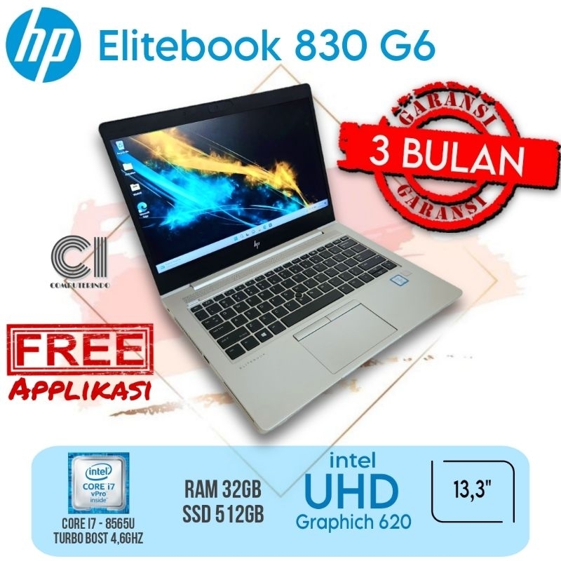 Jual Laptop Ultrabook Tipis/Premium Hp Elitebook 830 G6 - Core i7 Gen8 - Ram 32gb - Ssd 512gb ...