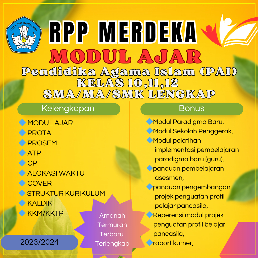 Jual MODUL AJAR PAI KELAS 10,11,12 SMA/MA KURIKULUM MERDEKA LENGKAP | Shopee Indonesia