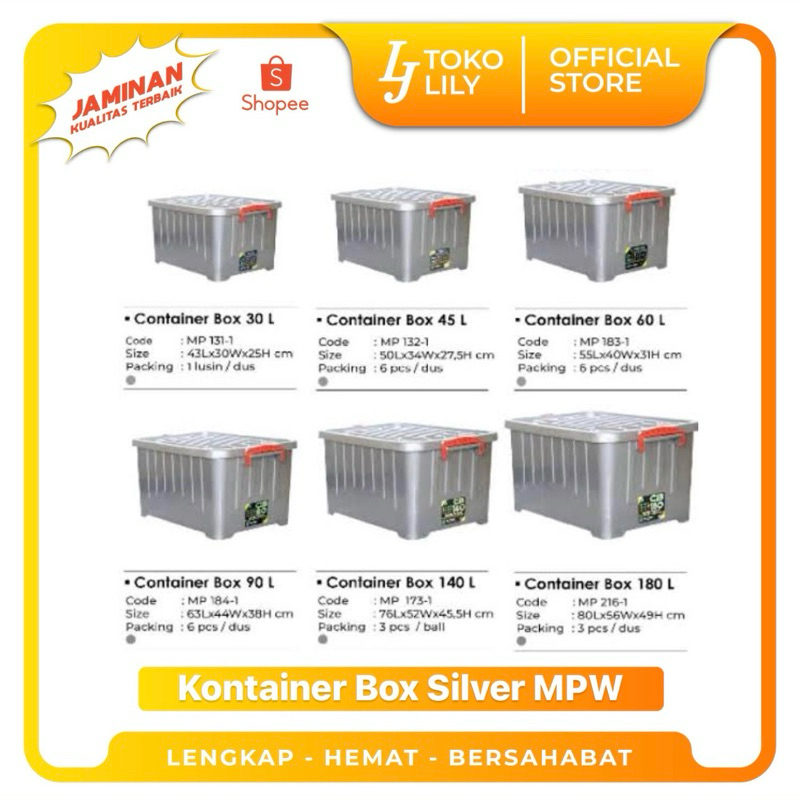 Jual Kontainer Box Plastik Silver Galaksi MPW Murah 30-90 Liter ...