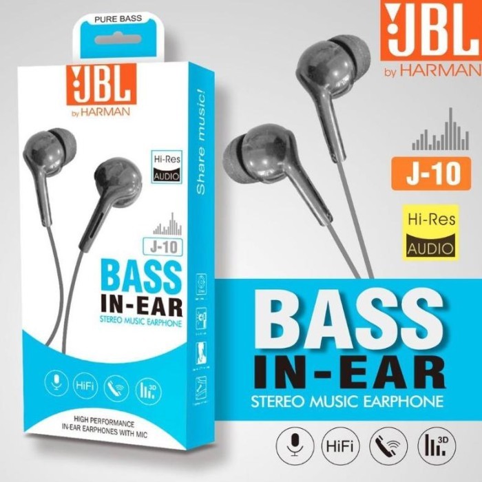 Jual HF Headset [ JBL- J-10 ] Jack 3.5mm | Super Bass Packing Import ...