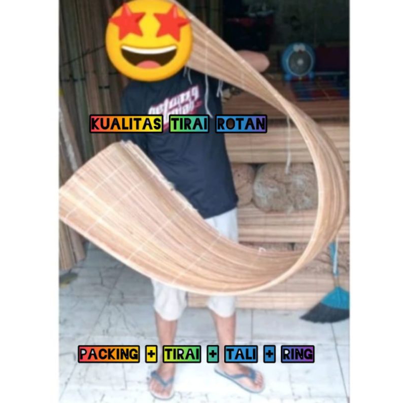 Jual tirai krey rotan lunjong outdoor anti air dan panas uk 2mx2m harga ...