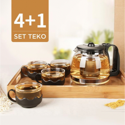 Jual TEA POT SET ISI 5 (1 Teko + 4 Cangkir) Premium | Shopee Indonesia