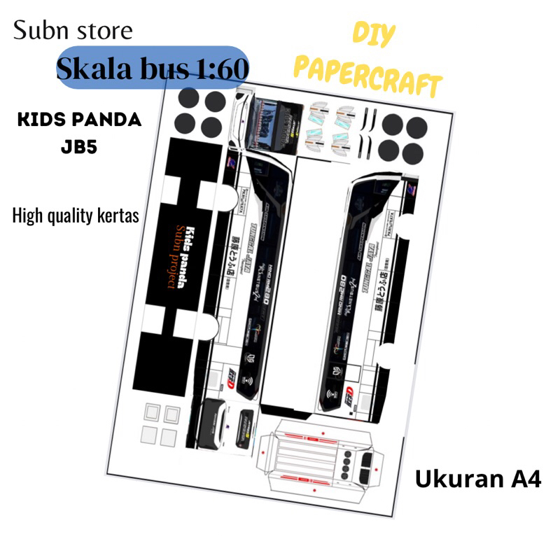 Jual DIY lembar pola papercraft bus kids panda jb5 jetbus5 high quality ...