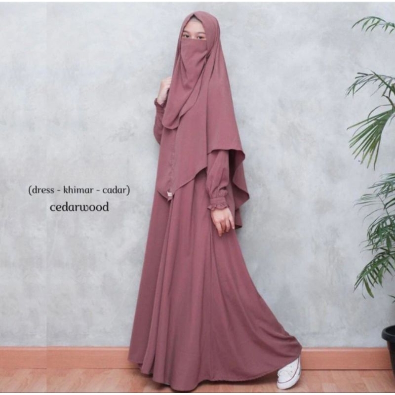 Jual Gamis Syar'i Wanita One Set Plus Cadar dan Hijab/Araya One set ...