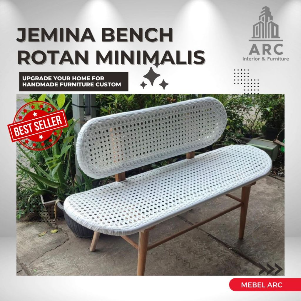 Jual Kursi Bench Rotan Sintetis Minimalis, Kursi Teras Kayu Jati Rotan ...