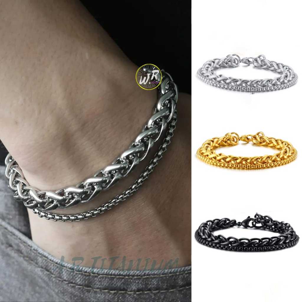 Jual GELANG RANTAI GANDA DOUBLE LAYER MOTIF TULANG NAGA & ROLO CHAIN ...