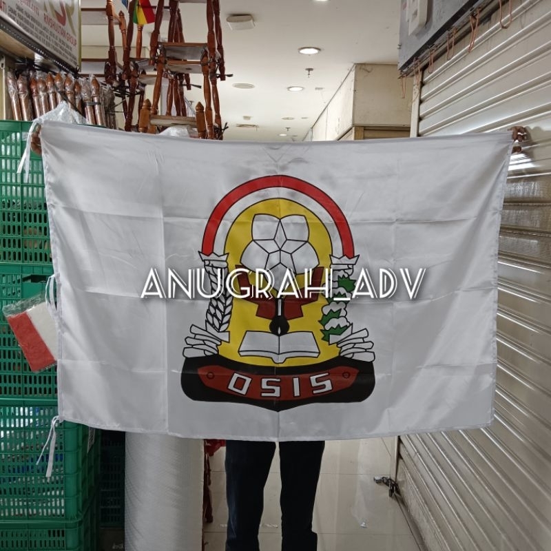Jual bendera pataka bendera sablon OSIS SMP ukuran 90cm x 135cm ...