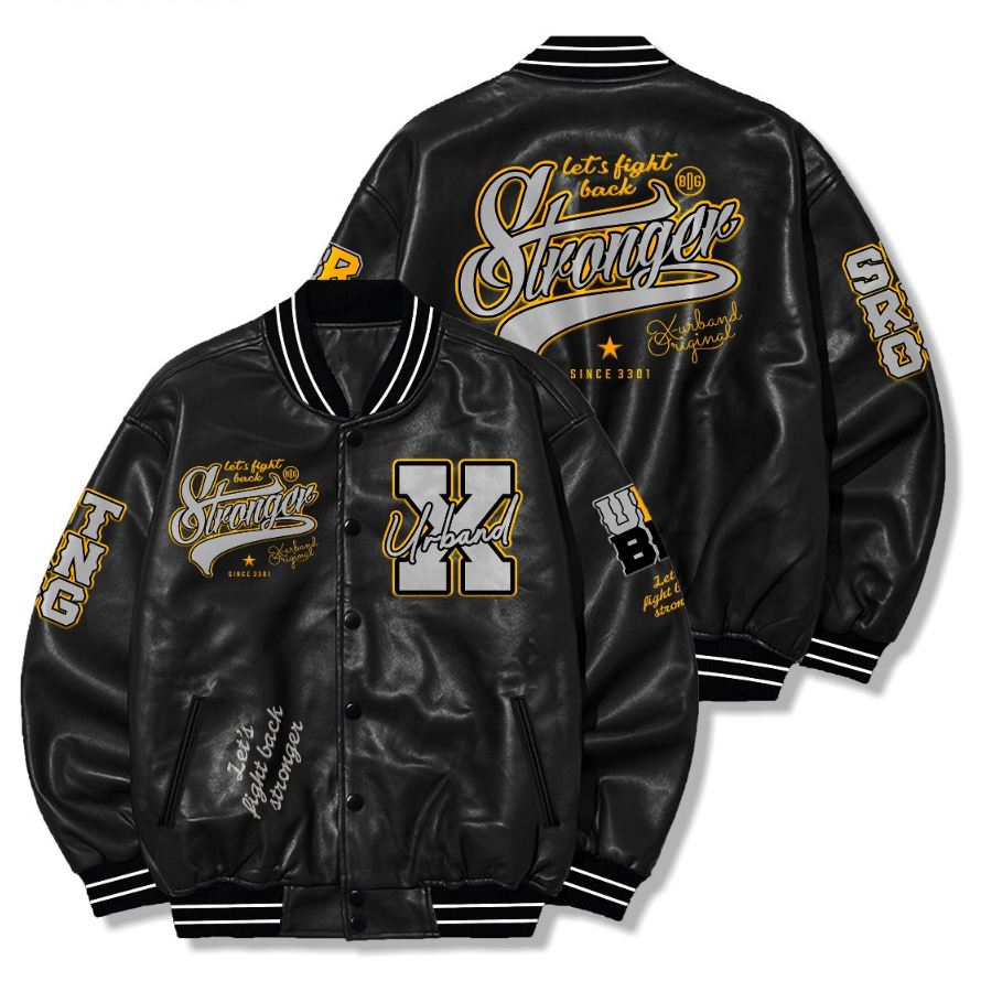 Jual Jaket Varsity Viena Kulit Sintetis Full Bordir Stronger | Shopee ...