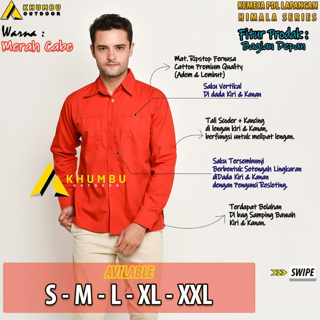 Jual Kemeja PDL Semi Formal Lengan Panjang Himala Series Warna Merah ...