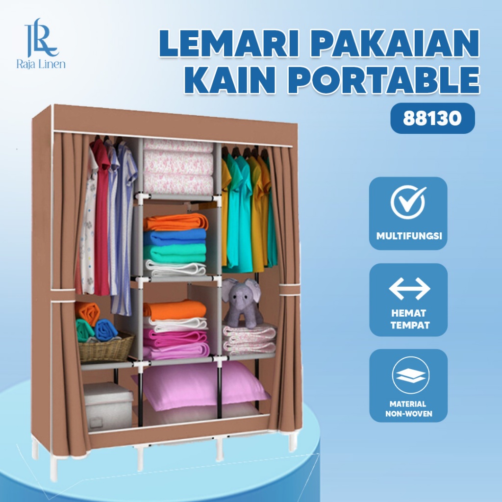 Jual Lemari Pakaian Kain Portable 88130 Lemari Jumbo 3 Sekat Lemari ...