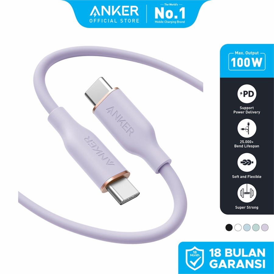 Jual Kabel Charger Anker Powerline III Flow Type C to C 100W 3ft ...