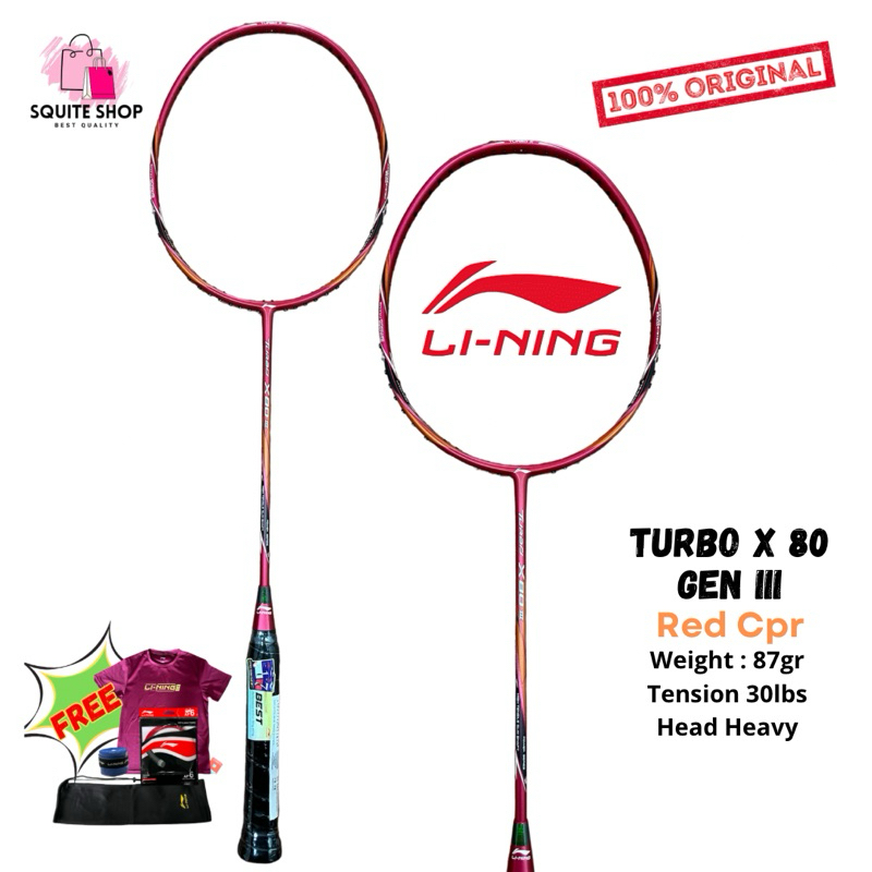 Jual RAKET LINING TURBO X 80 90 GEN III ORIGINAL BADMINTON | Shopee ...