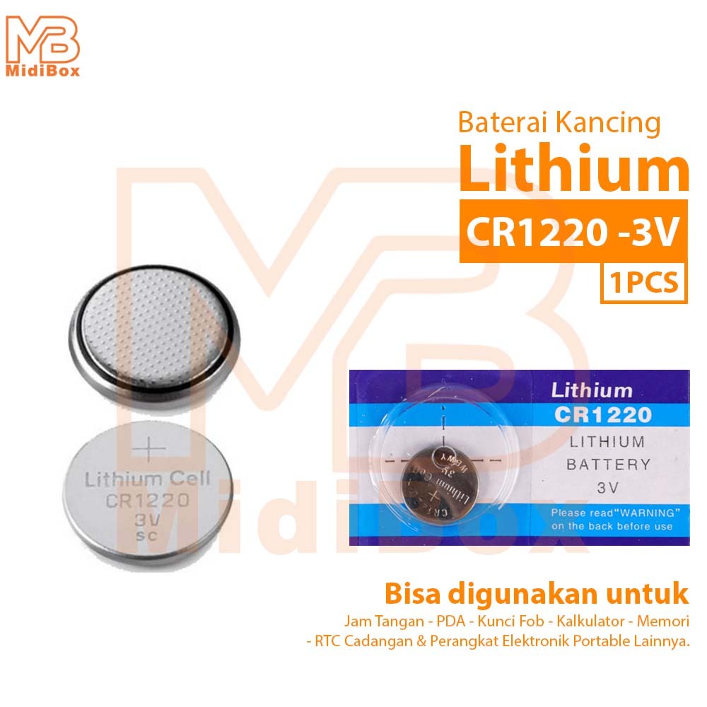 Jual Baterai Kancing Lithium CR1220 3V 1 PCS | Shopee Indonesia