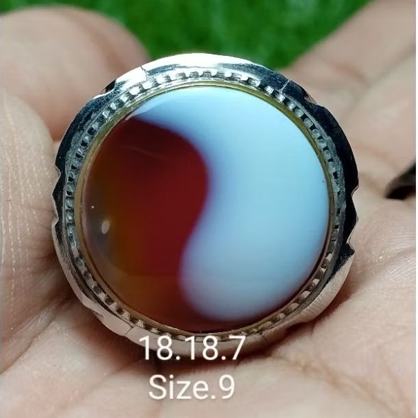 Jual CINCIN BATU AKIK YINYANG MERAH PUTIH SUPER | Shopee Indonesia
