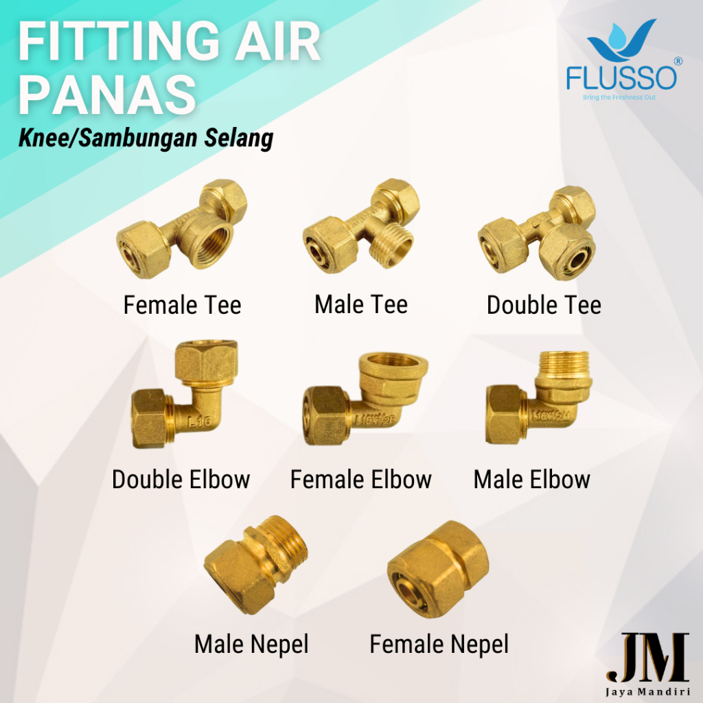 Jual Flusso Nepel Sambungan/Konektor Snock Drat Fitting T/Tee Elbow Selang Air Panas Bahan ...