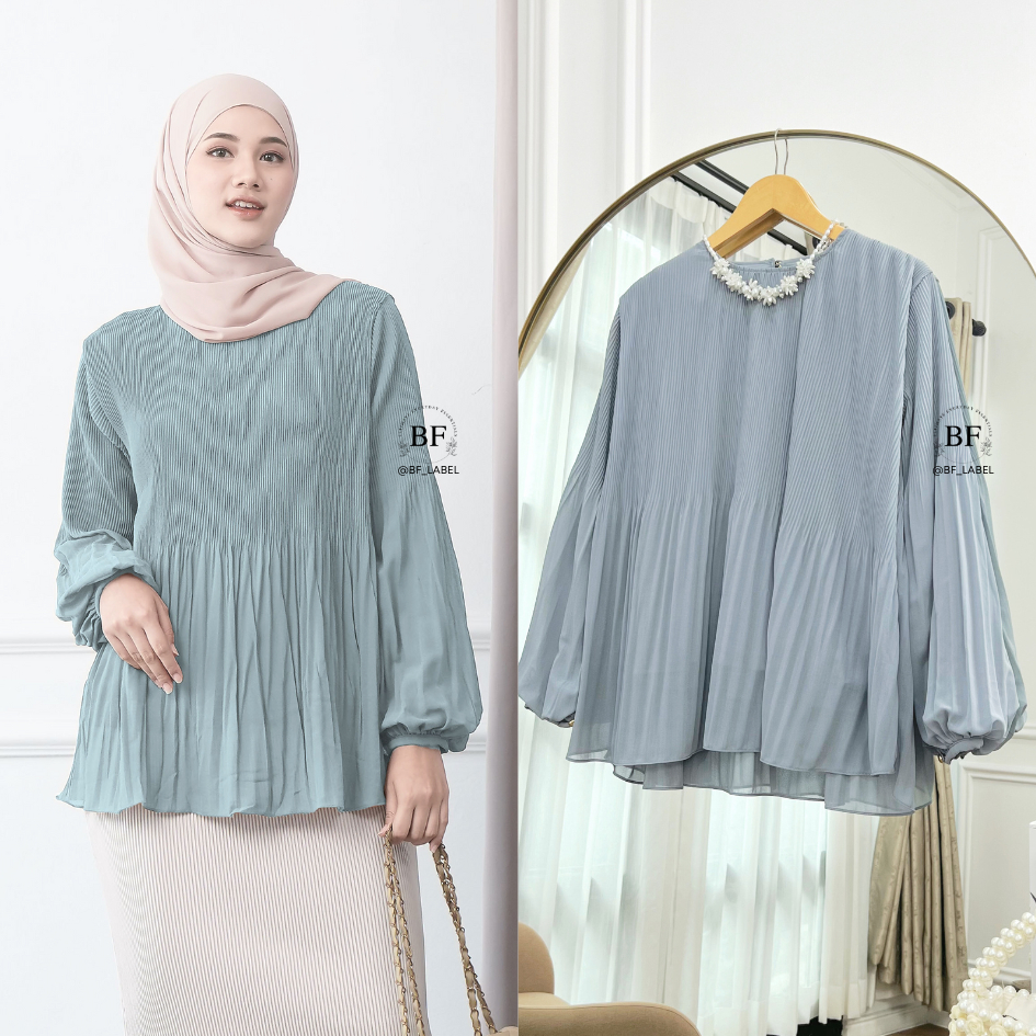 Jual BF Label - FIONA BLOUSE | Pleated Shirt Atasan Plisket Wanita Premium | Lebaran Idul Fitri ...