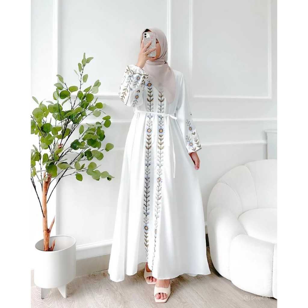Jual Rauna Dress Gamis Kringkel Kombinasi Bordir Gamis Terbaru Motif ...