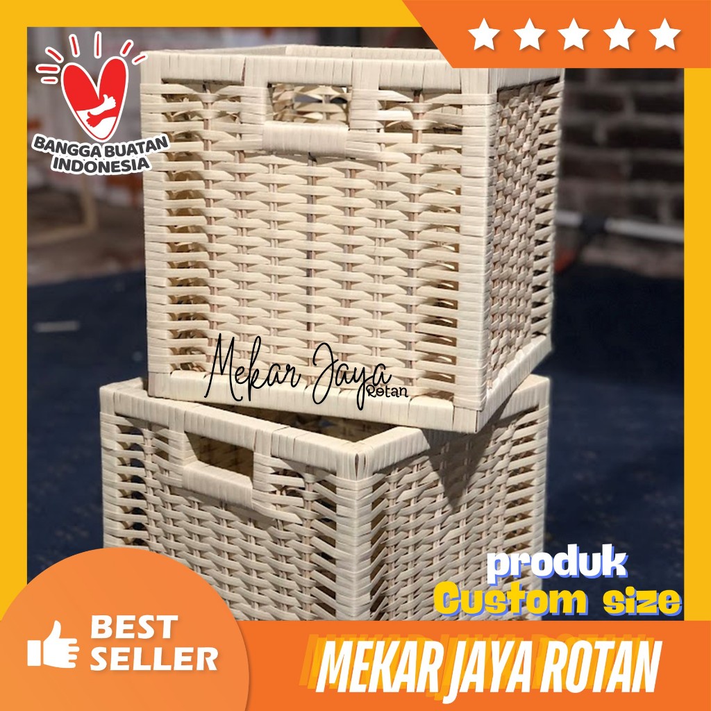 Jual Mekar jaya rotan keranjang anyaman rotan sintetis/ box custom size ...