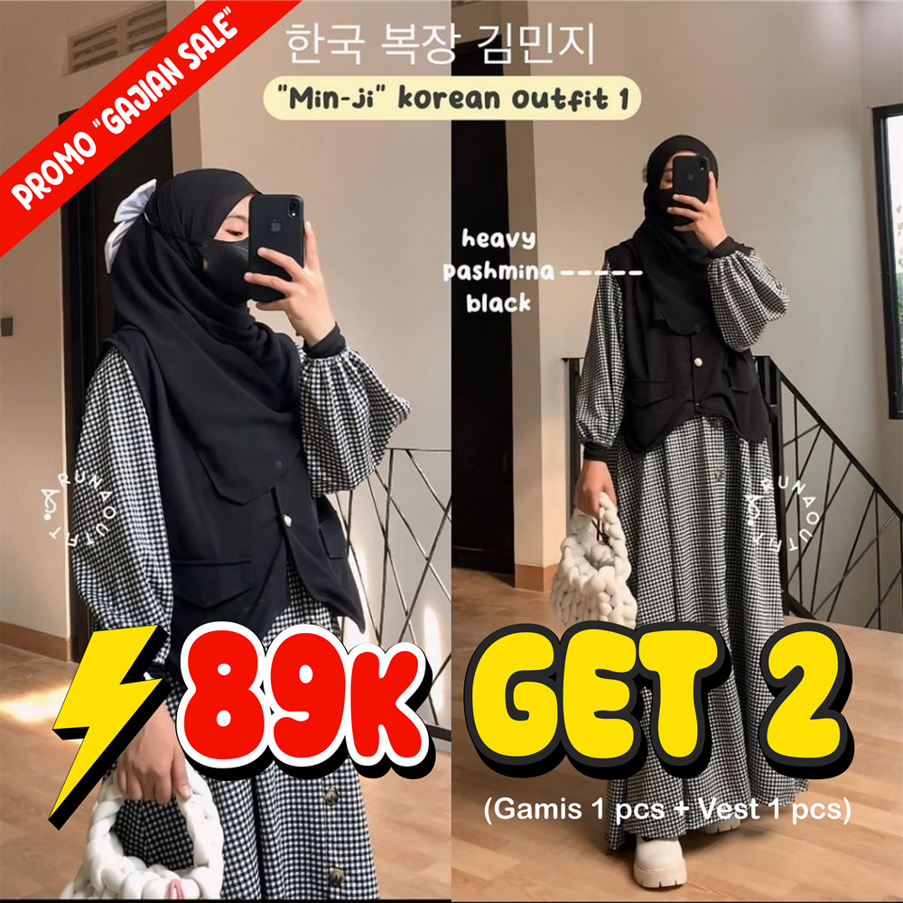 Jual ArunaOutfit - Minji Korean Outfit Series ( Dress+Vest) GAMIS BUSUI ...