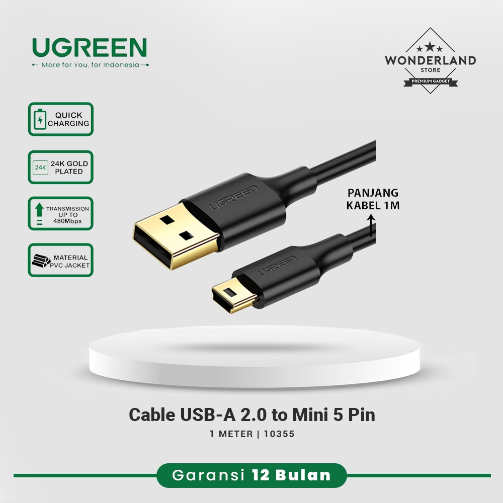 Jual Ugreen Kabel USB-A to Mini Pin 5Pin Hardisk/Kamera/Printer/Audio ...