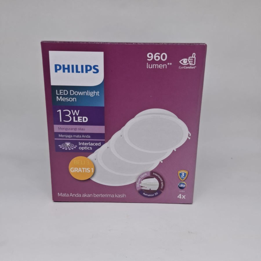 Jual Downlight LED Philips Meson Pack 13W Putih 13 W 13 Watt 13Watt Beli 3 Gratis 1 Cooldaylight ...