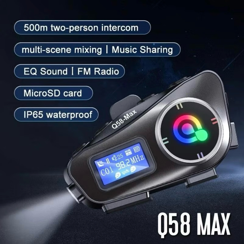 Jual Intercom Headset Helm Bluetooth Q58 Max Waterproof Layar LED dan ...