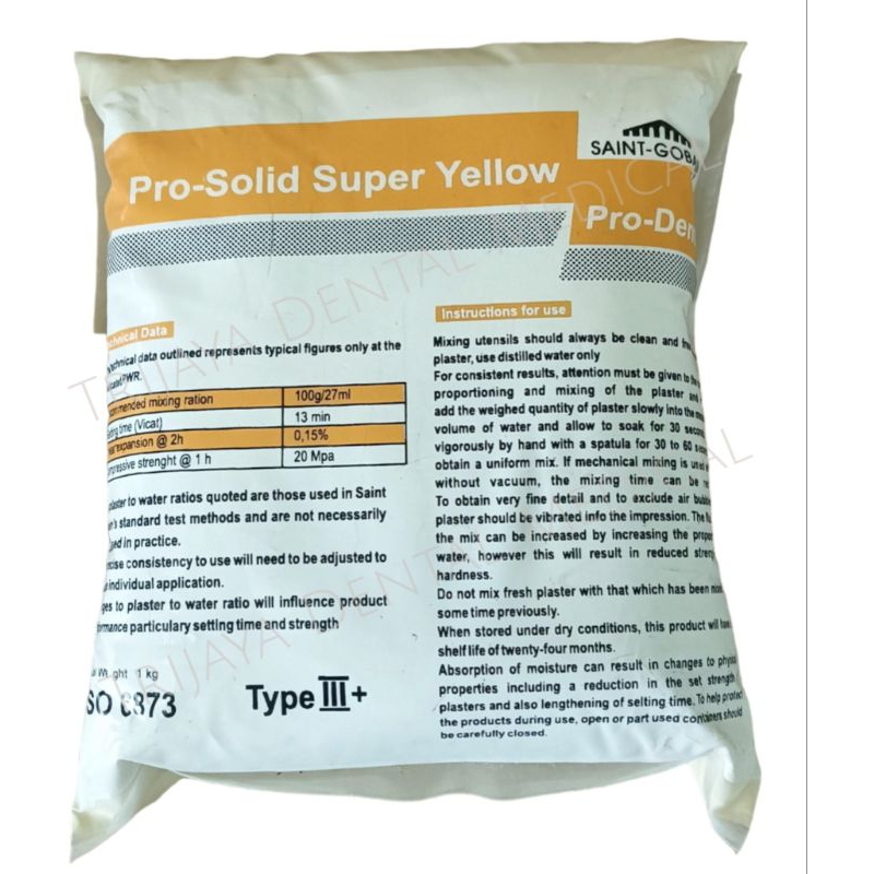 Jual Trijaya Dental Medical Dental Stone Type III/ Gips Kuning/ Gips ...