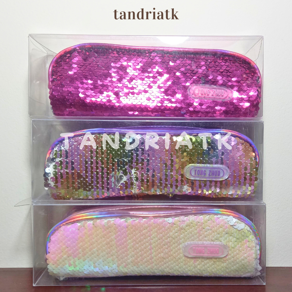 Jual Tempat Pensil Kotak Pensil Kain Manik Glitter Bisa Berubah Warna ...