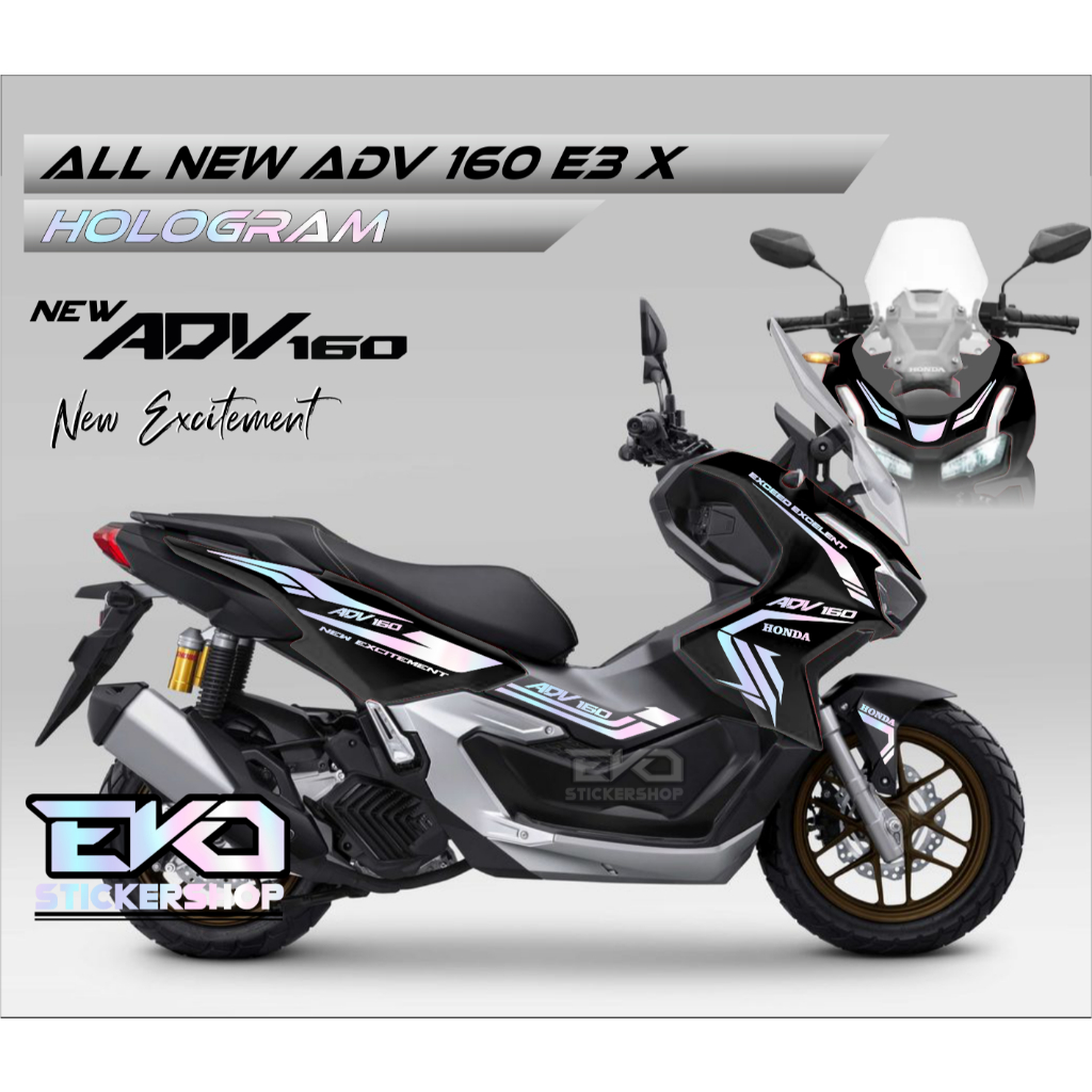 Jual Sticker HONDA ADV 160 HITAM cutting stiker HOLOGRAM E1 E2 E3 ...