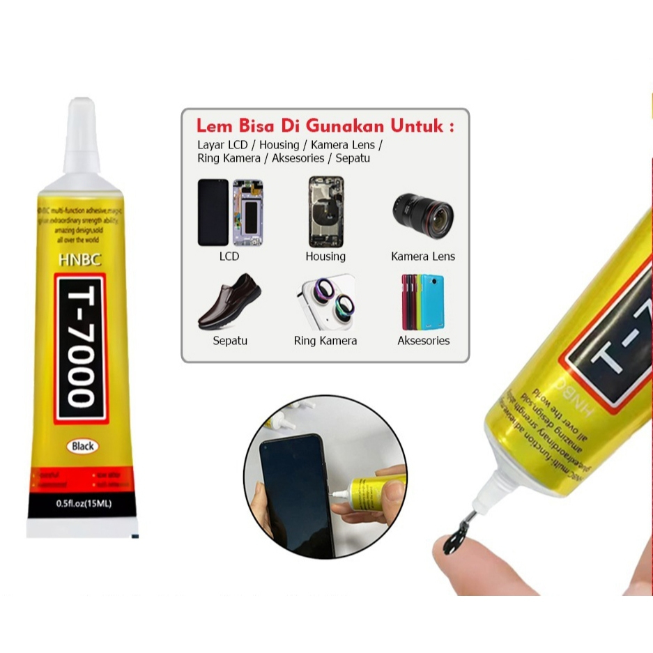 Jual LEM LCD T7000 LEM TOUCHSCREEN T-7000 LEM CASING LEM HP 15ML CAIRAN HITAM LEM HP | Shopee ...