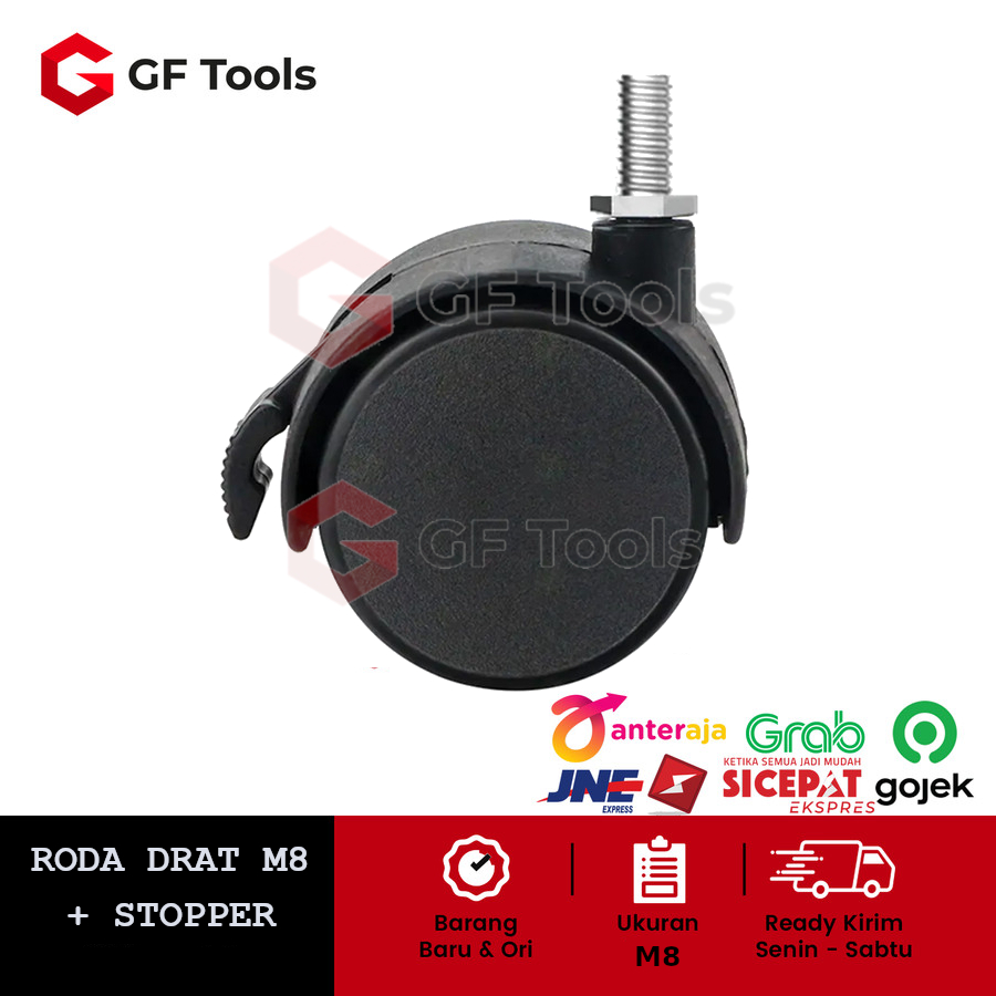 Jual Roda Nylon Drat Furniture Springbed Lemari M8 + Stopper (Baru ...