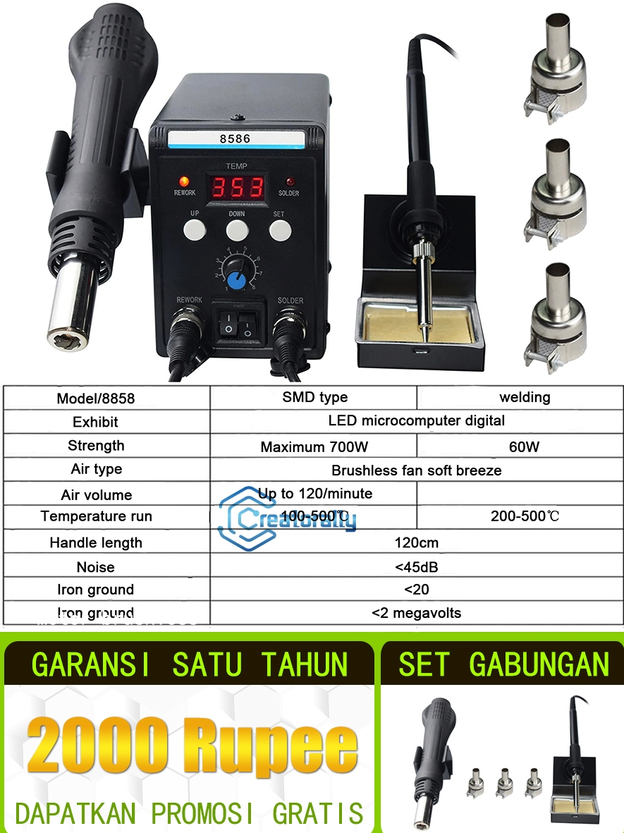 Jual CREATORALLY Solder Station Digital 8586 Heat Gun Solder Blower 2 ...