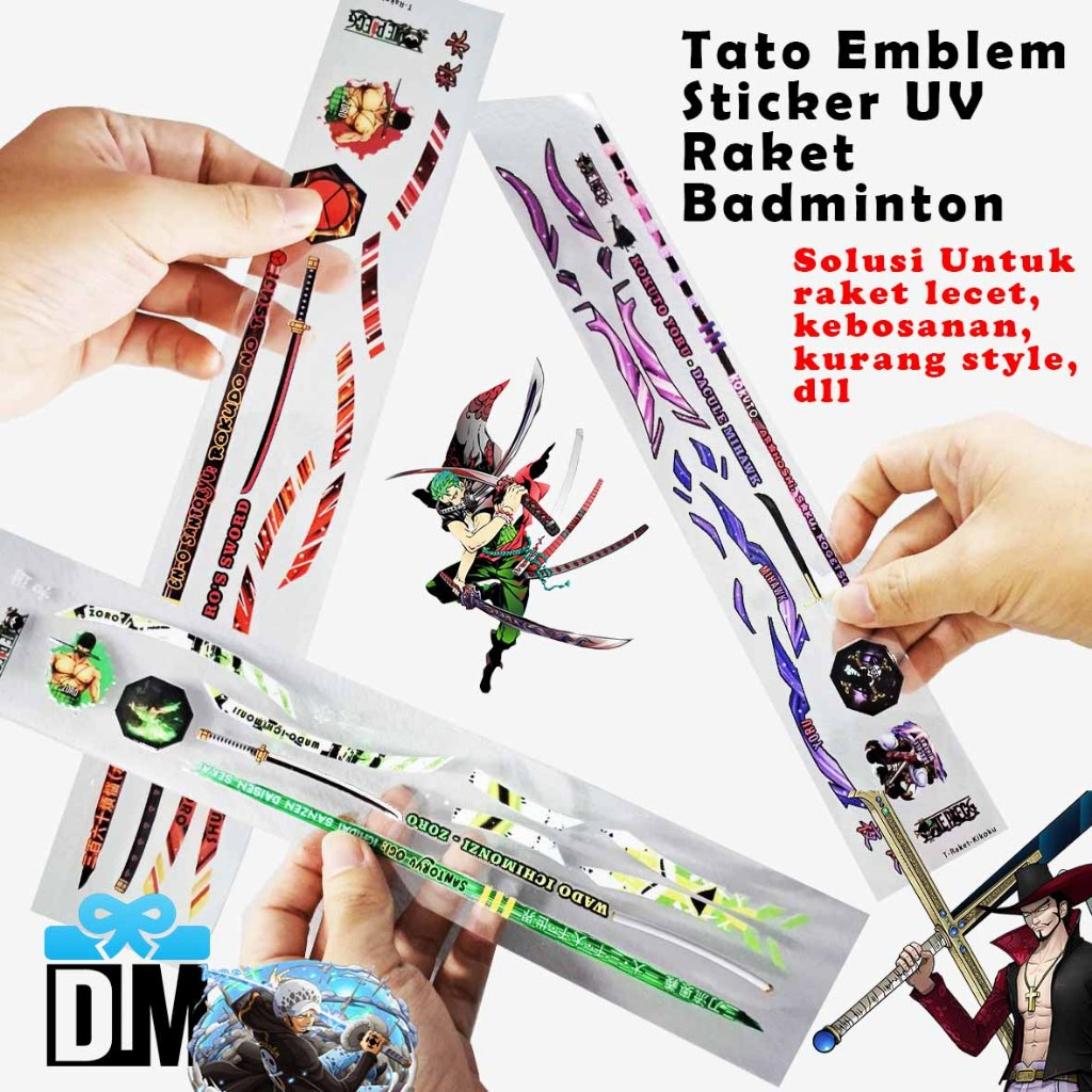 Jual Sticker Tato UV Raket Badminton Bulu Tangkis Emblem Cat Pedang ...