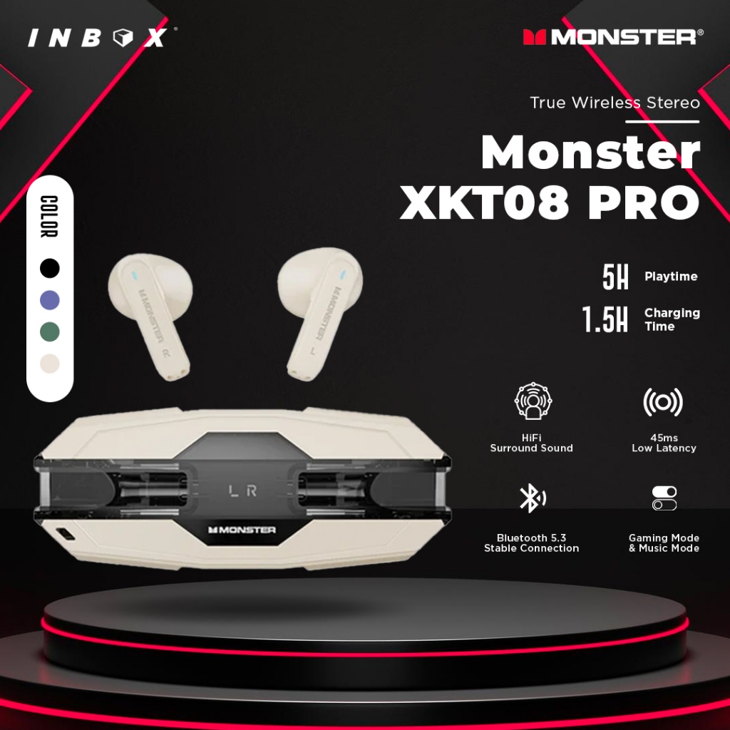 Jual Monster XKT08 Pro Wireless Bluetooth Earphone TWS HIFI Surround ...