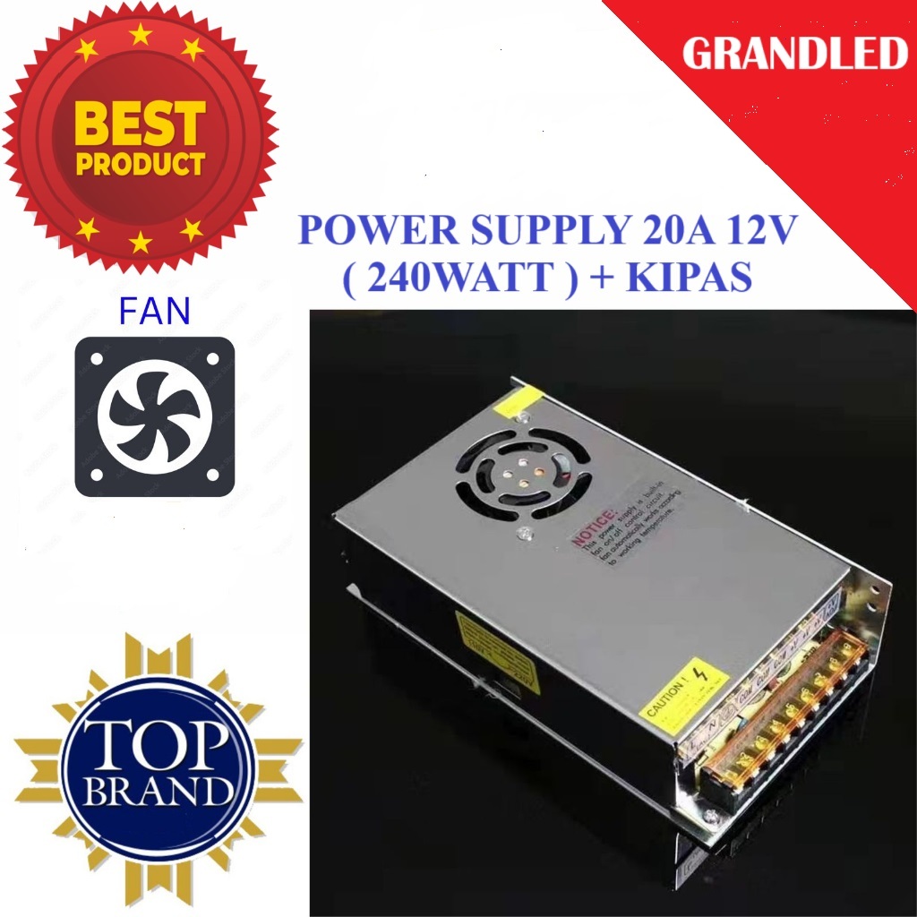 Jual Power Supply Switching 12V 20A 240 Watt Cocok Untuk CCTV LED RADIO ...