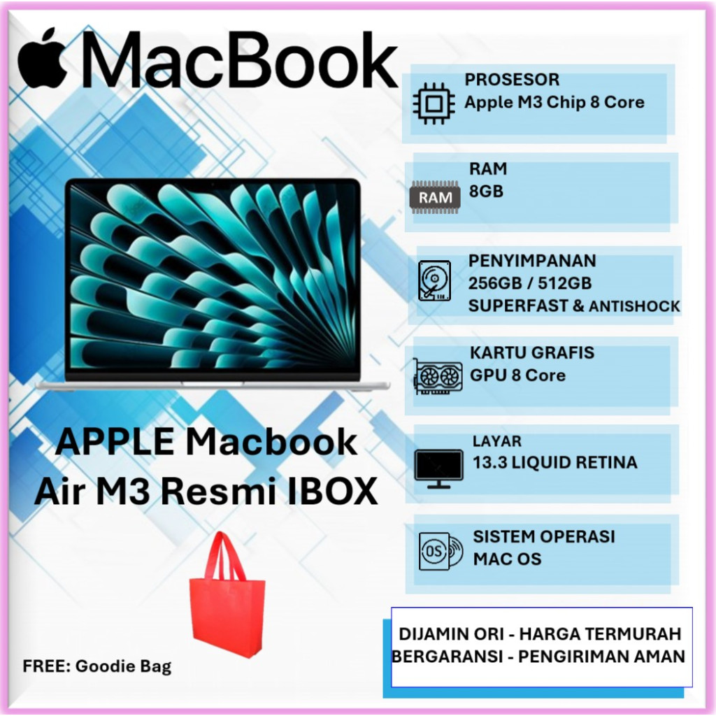 Jual Apple Macbook Air M3 8GB 512GB Resmi Ibox | Shopee Indonesia