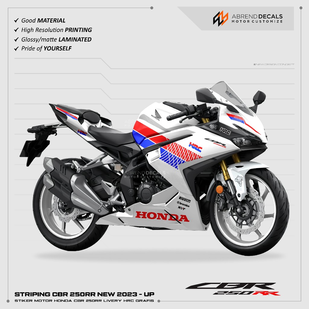Jual STRIPING CBR 250 RR NEW 2023 LIVERY HRC TRI COLOR GRAFIS / STIKER ...