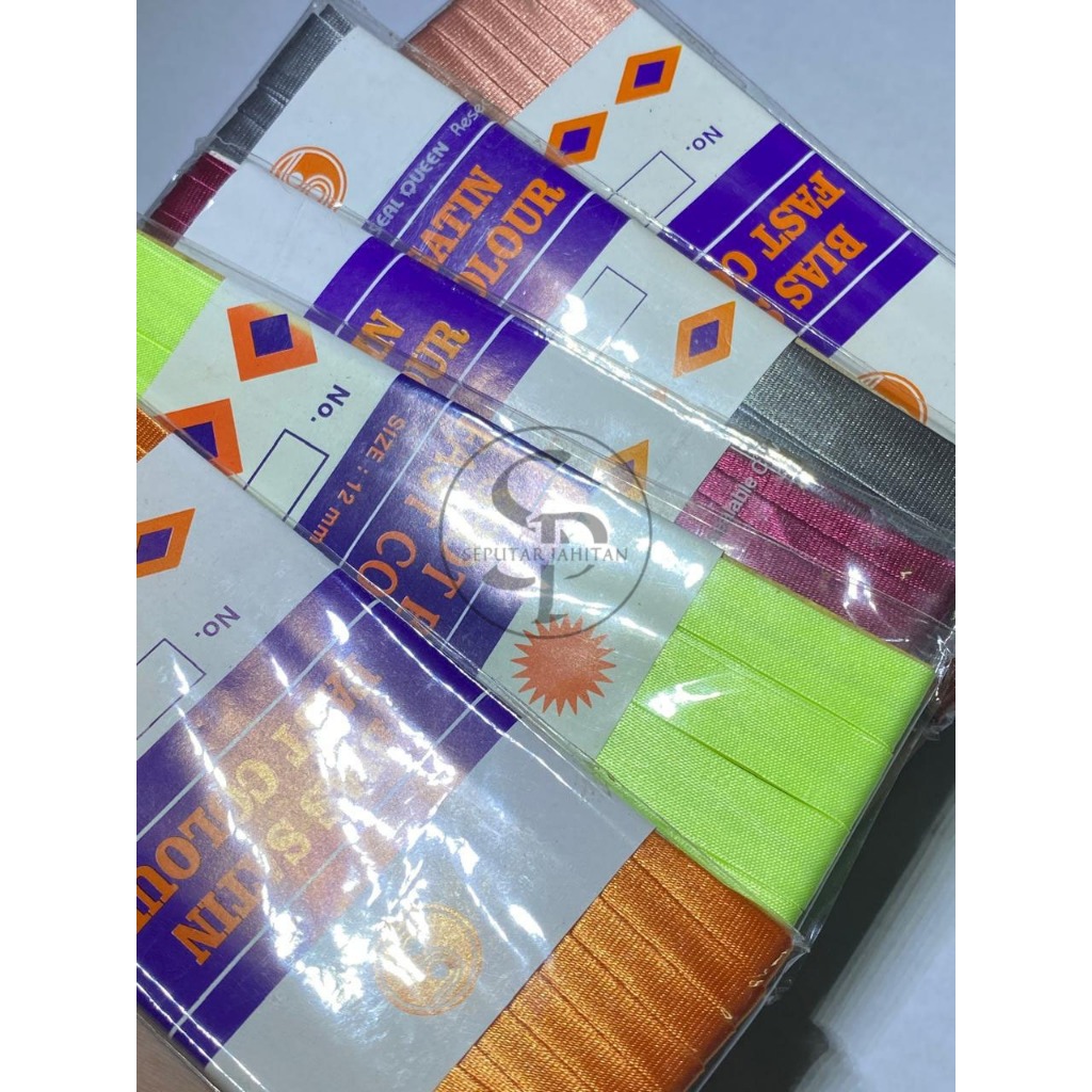 Jual BISBAN BIAS TAPE POLOS BAHAN SATIN ISI 3YARD PER PCS | Shopee ...