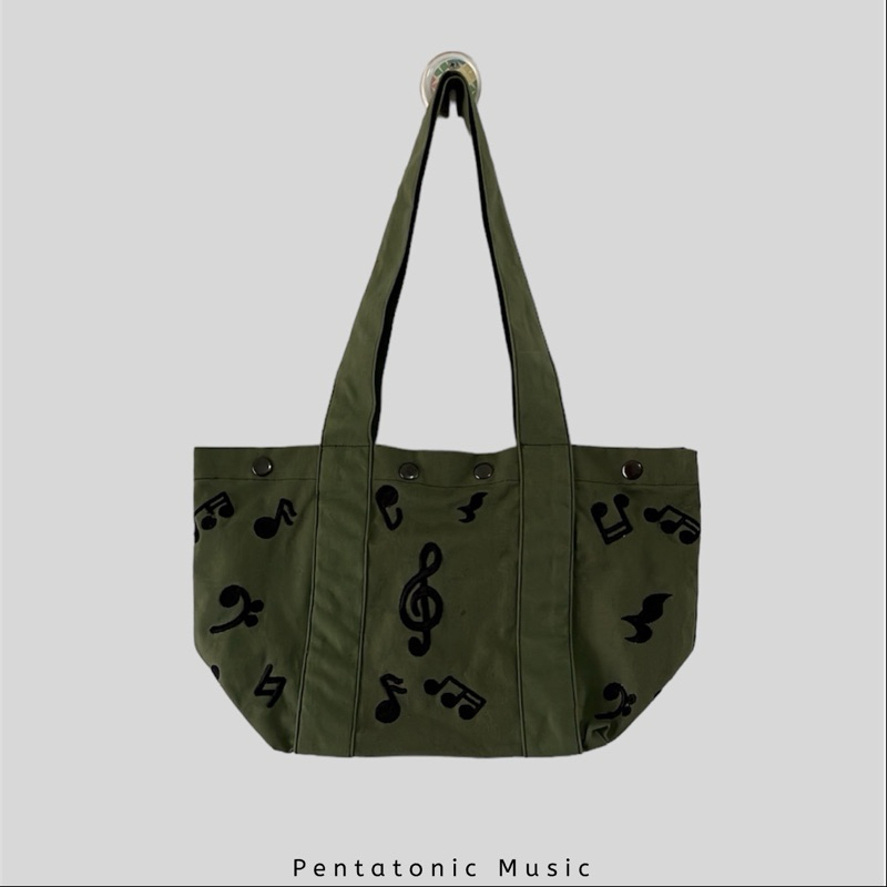 Jual Rhapsody Shoulder Tote Army Tas Musik Motif Not Balok Kado Lucu ...