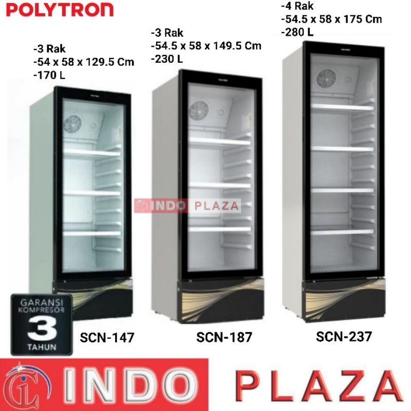 Jual POLYTRON SHOWCASE 3 Rak 170 Liter SCN-147 / 3 Rak 230 Liter SCN ...