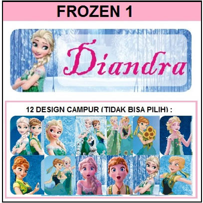 Jual STIKER STICKER LABEL NAMA WATERPROOF BASIC: FROZEN 1 | Shopee ...