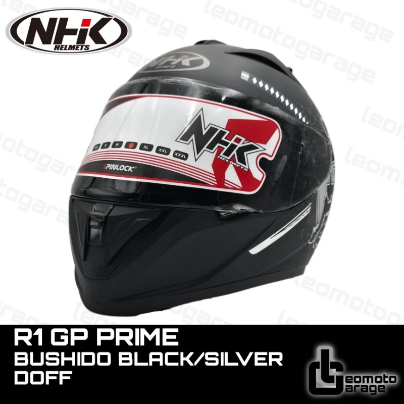 Jual NHK GP PRIME BUSHIDO BLACK/SILVER DOFF HELM FULL FACE | Shopee ...