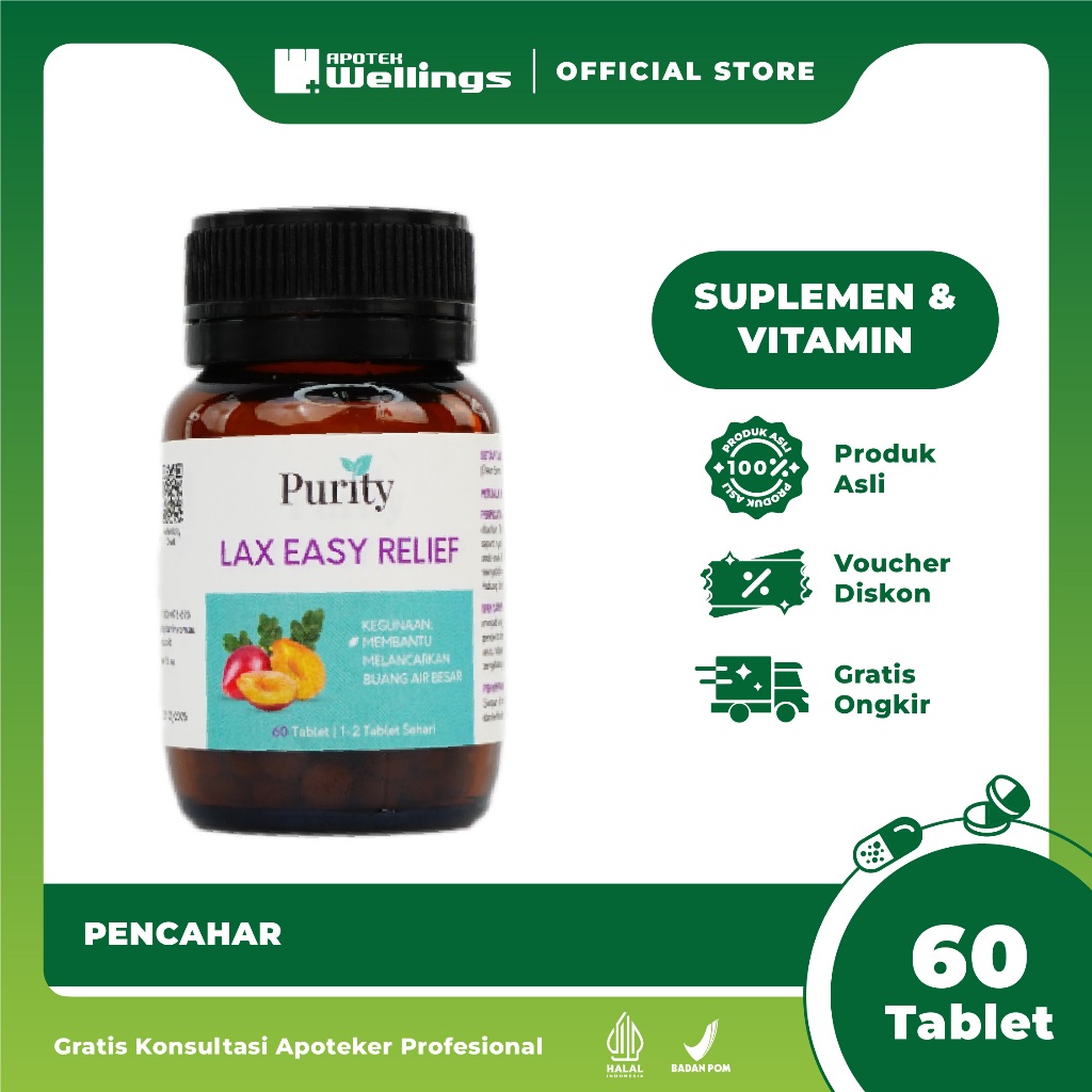 Jual Purity Lax Easy Relief Vitamin Melancarkan Buang Air Besar 60 ...