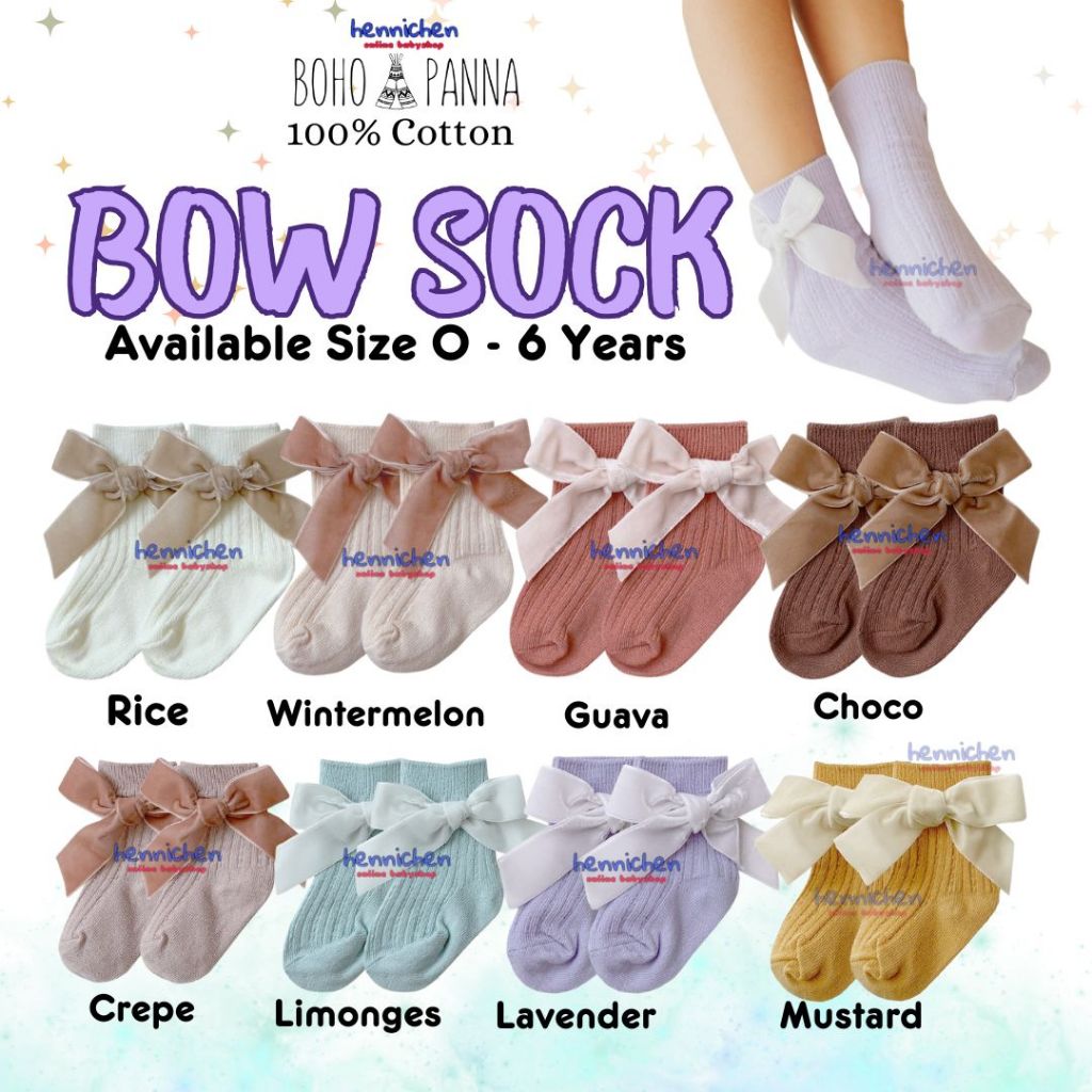 Jual Bohopanna Bow Socks 0M - 6Y Kaos Kaki Pita Anak Perempuan Lucu ...